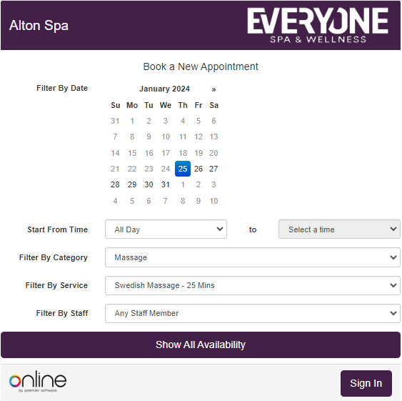 Everyone Spa Online Bookings - Everyone Spa